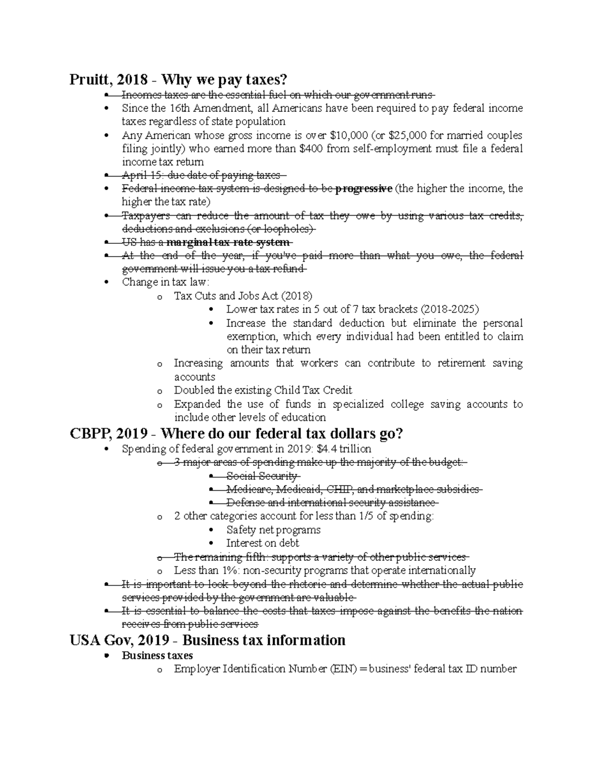 Business and Government notes - Pruitt, 2018 - Why we pay taxes ...