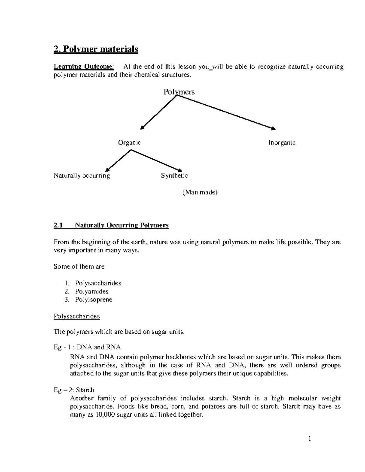 2.1 HO natural polymers-2019 - 2. Polymer materials Learning Outcome ...