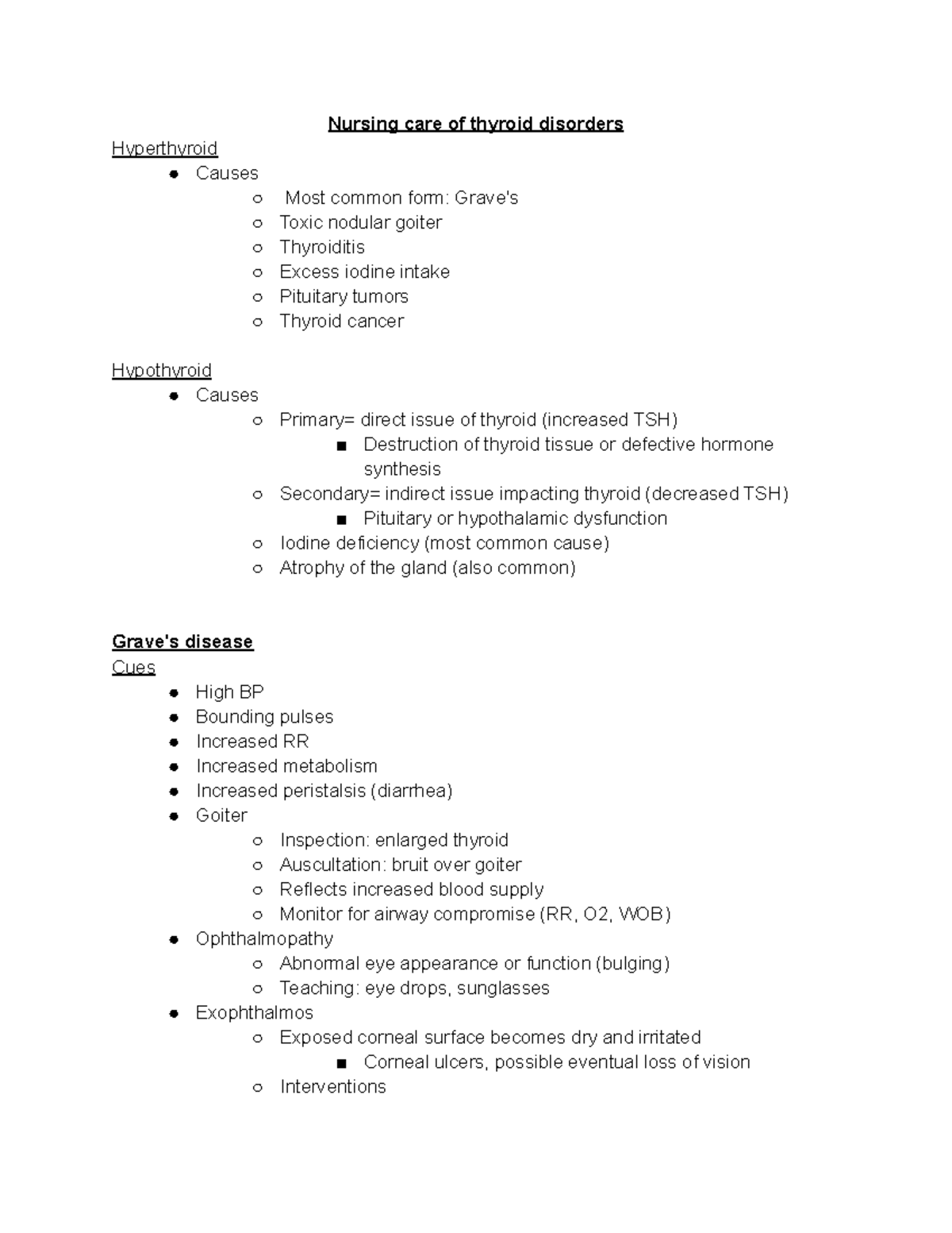 Endocrine - Nursing care of thyroid disorders Hyperthyroid Causes Most ...
