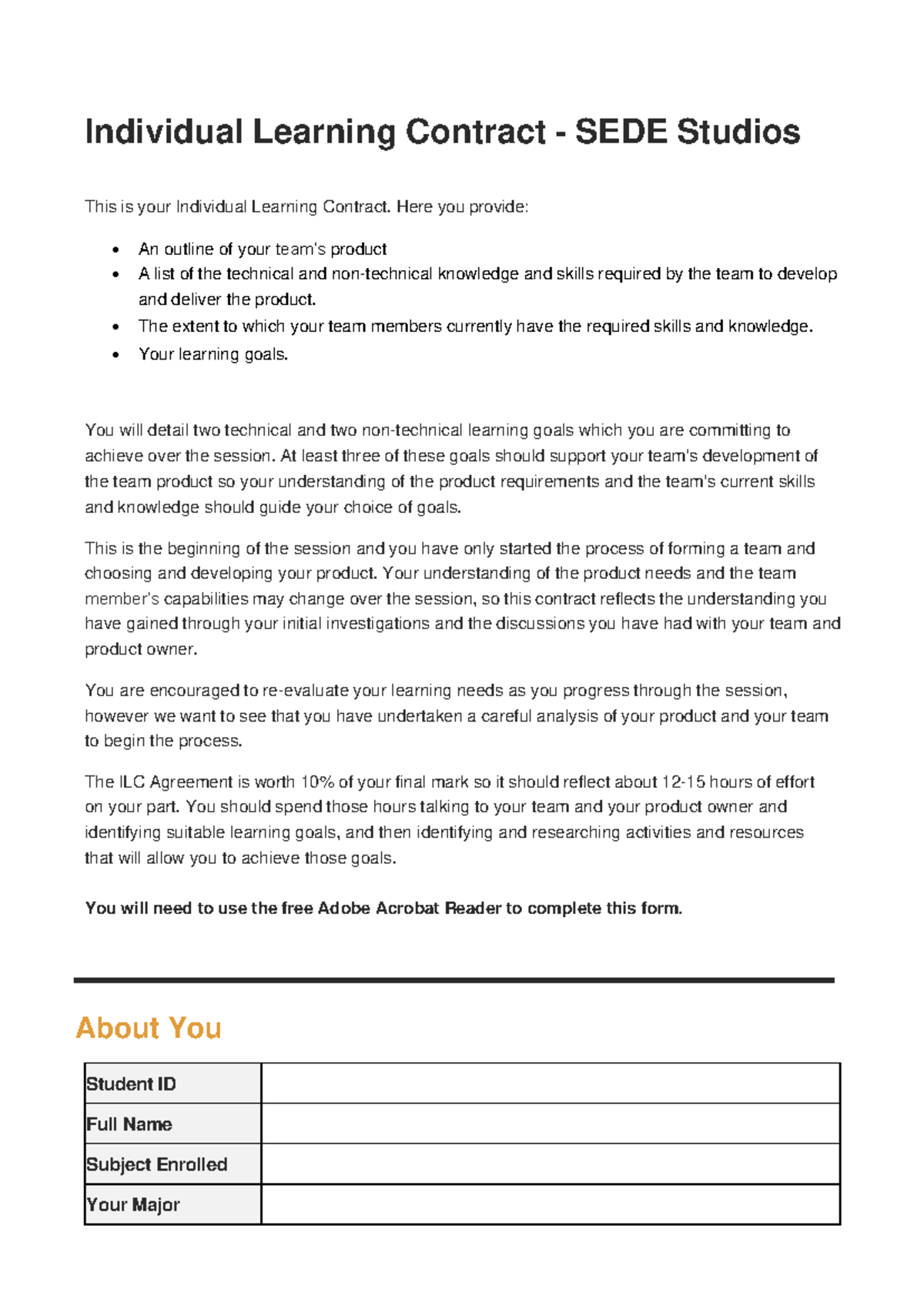 Individual Learning Contract form v4 - Individual Learning Contract ...