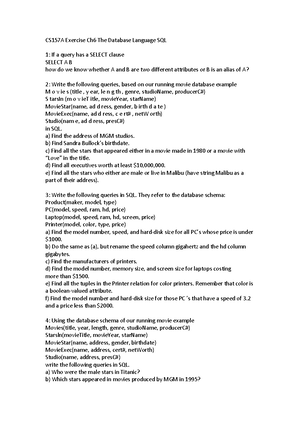 CS157A Exercise Ch4 - Information about a customer includes their name, address, phone, and ...