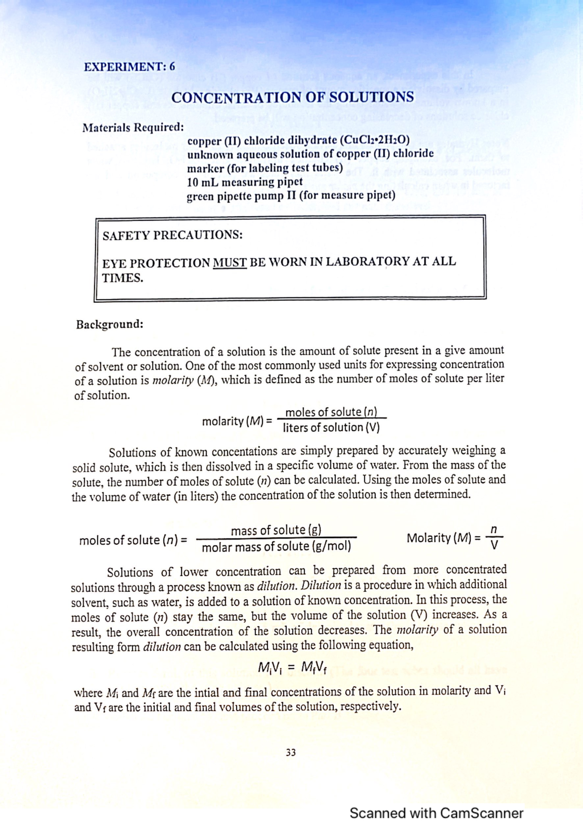 Chem1 exp6 - lab report - CHEM 1101 - Studocu