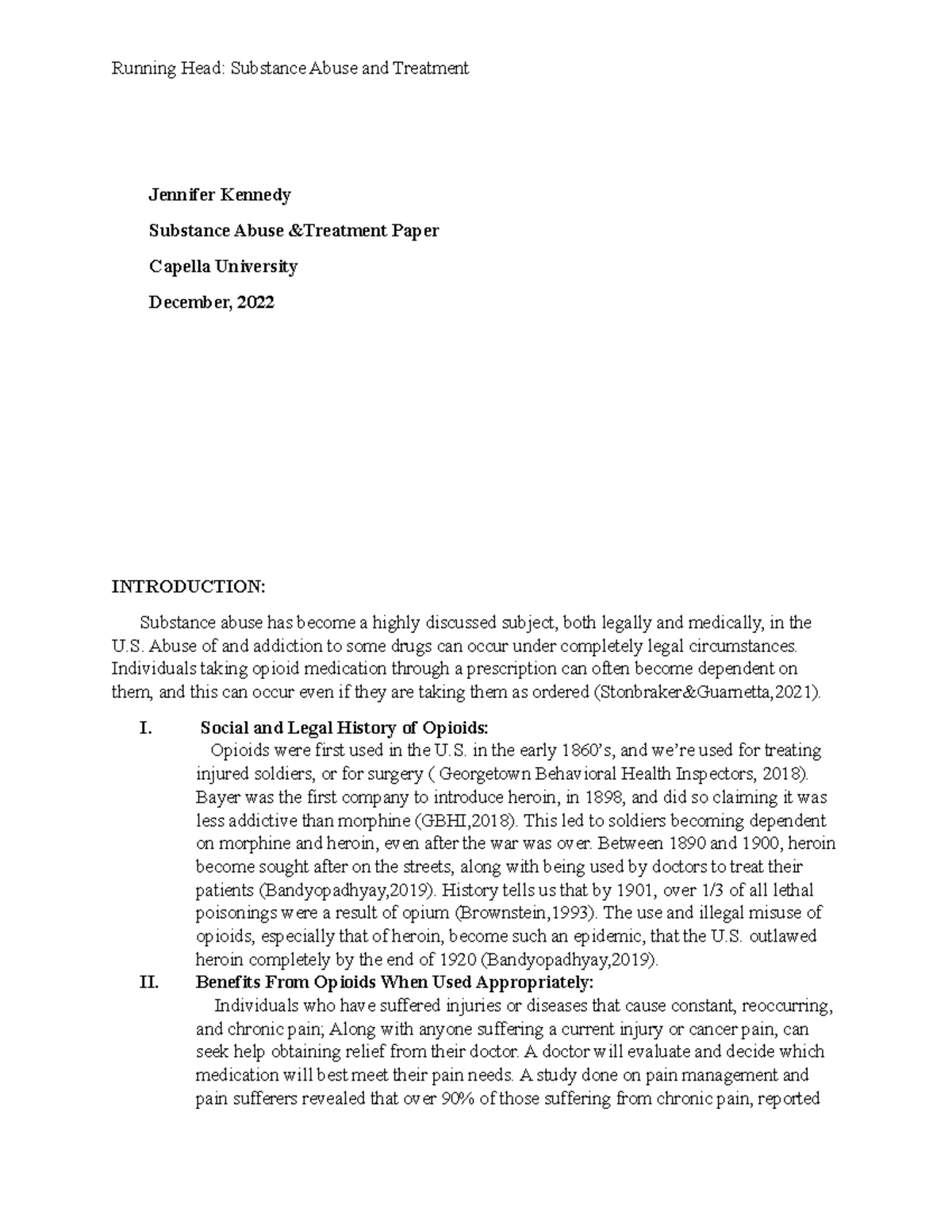 Substance abuse and treatment complete paper - Jennifer Kennedy ...