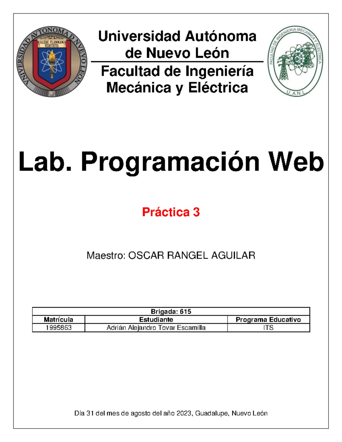Práctica 3 - Etiquetas HTML - Universidad Autónoma de Nuevo León ...