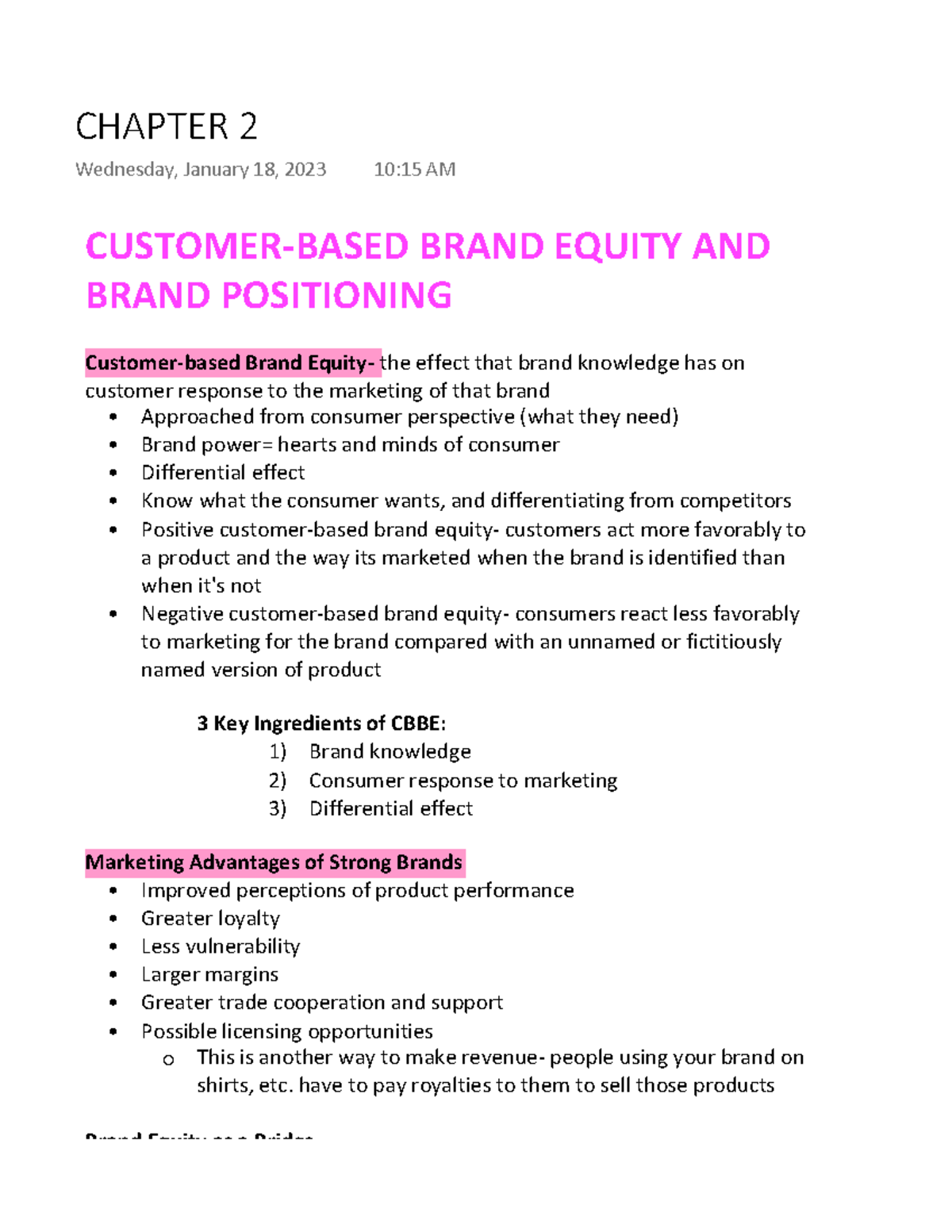 Chapter 2- Customer-Based Brand Equity AND Brand Positioning - CUSTOMER ...
