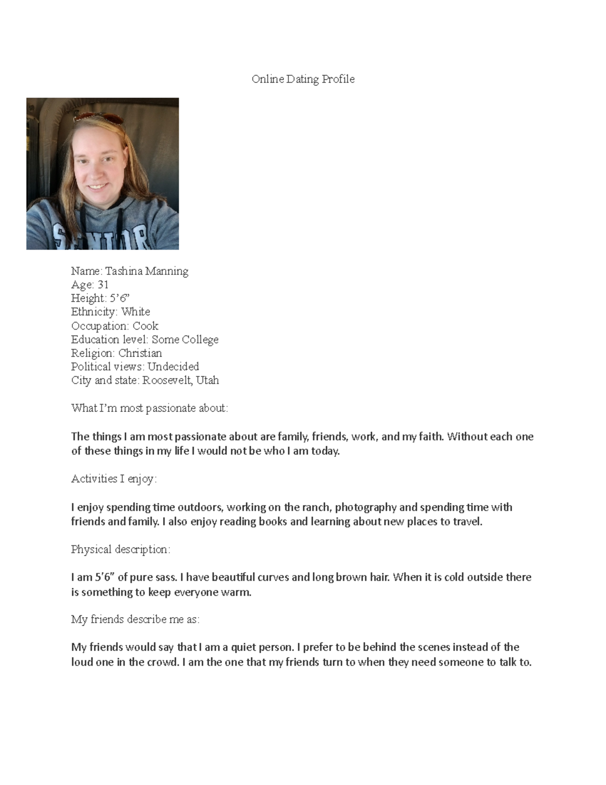 Manning Tashina T5 PSY362-RS-Online Dating Profile - Online Dating ...