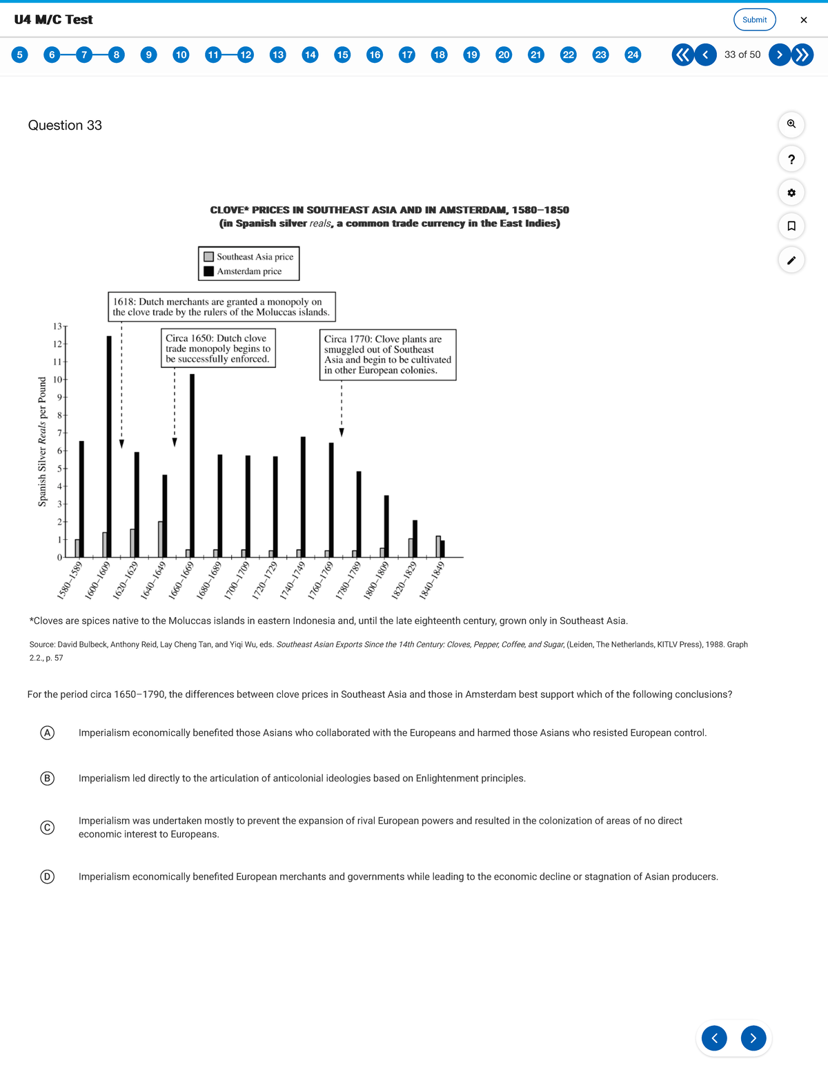 Assignment name U4 MC Test Question 33 - Question 33 CLOVE* PRICES IN ...