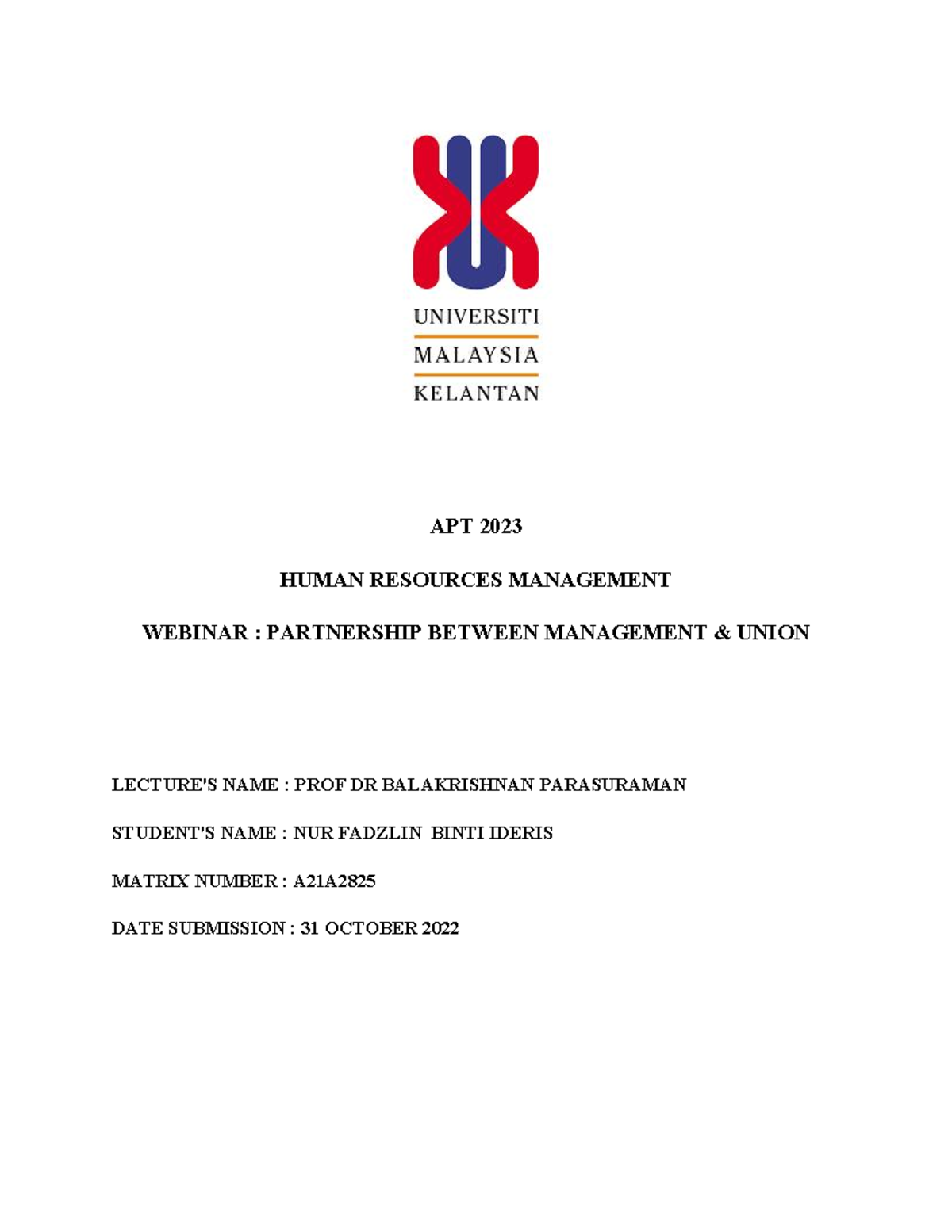 APT 2023-WPS Office - WEBINAR REPORT - APT 2023 HUMAN RESOURCES MANAGEMENT WEBINAR : PARTNERSHIP ...