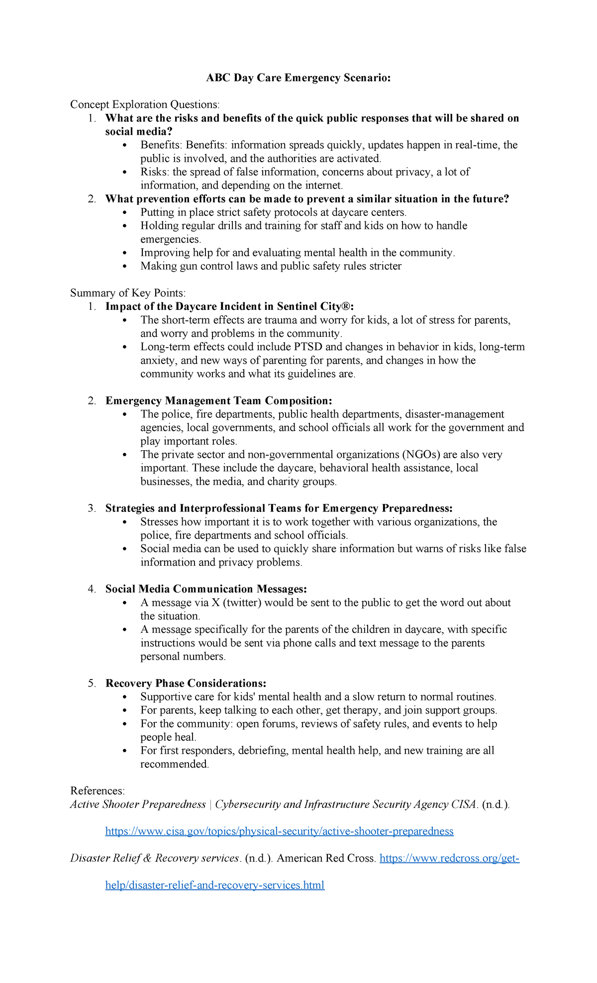 ABC Day Care Emergency Scenario - ABC Day Care Emergency Scenario ...