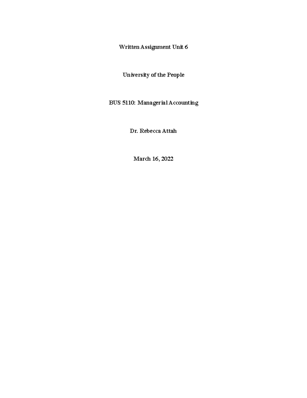 Written Assignment Unit 7 Written Assignment Unit 6 University Of 6752