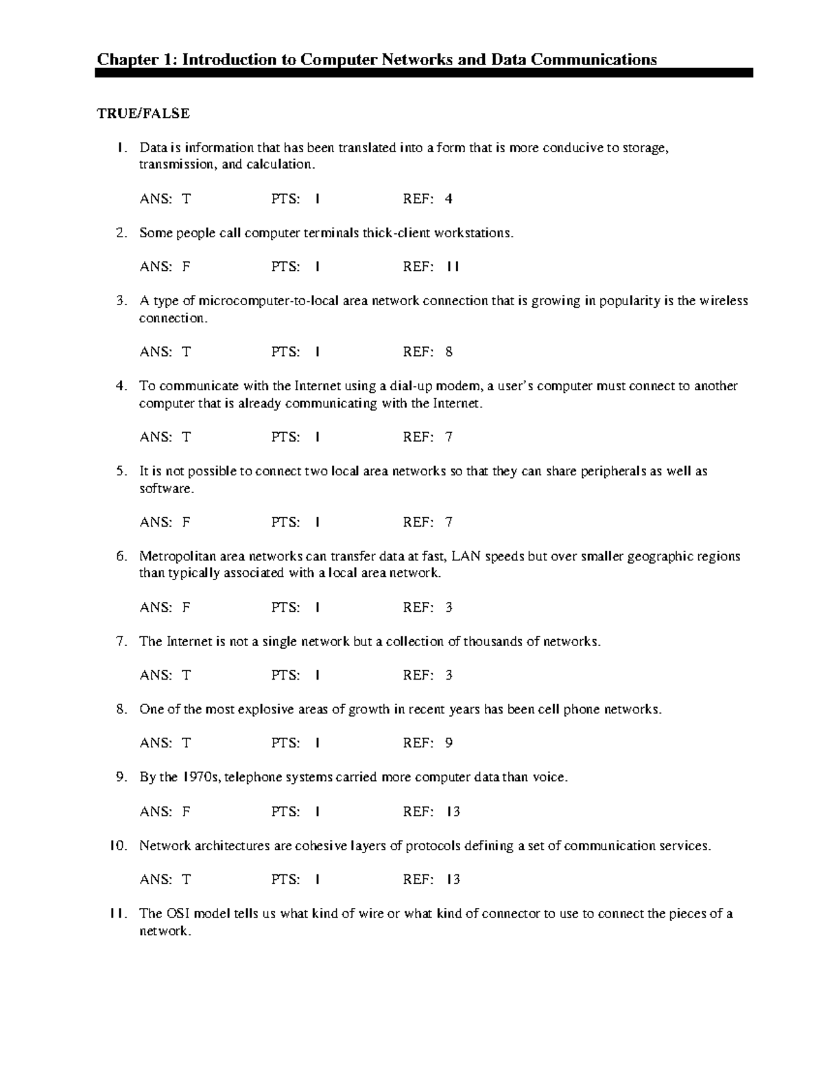 225 Chapters multiple choice - Chapter 1: Introduction to Computer Networks and Data ...