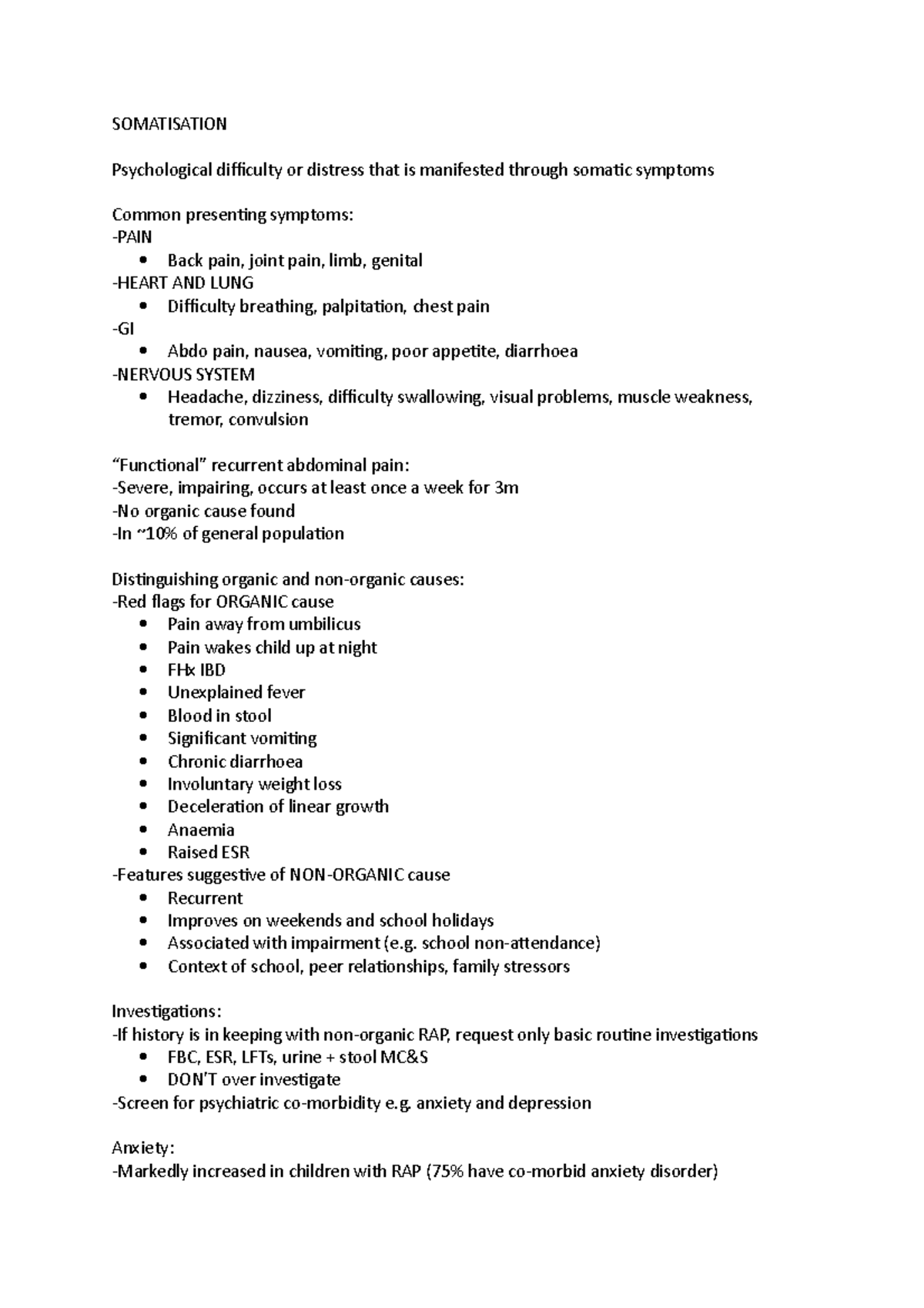 Somatisation - SOMATISATION Psychological difficulty or distress that ...