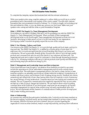 BUS 210 MOD 4 paper - BUS 210 Mod 4 - A: The SNHU Pet Supply Company is ...