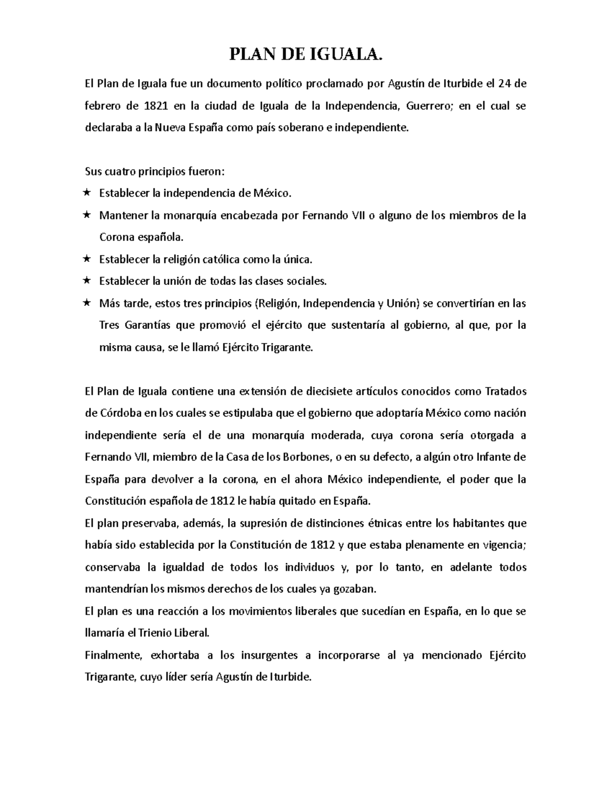 PLAN DE Iguala - PLAN DE IGUALA. El Plan de Iguala fue un documento ...