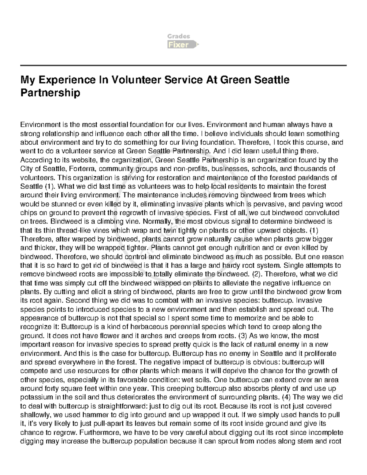 My Experience In Volunteer Service At Green Seattle Partnership - My ...