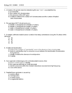 Bio 303 Notes - Biology 303 3/14/ During and after transcription RNA ...