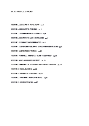 AB1202 Stats Cheat Sheet - Chapter 1: Probability Basics Experiment ...