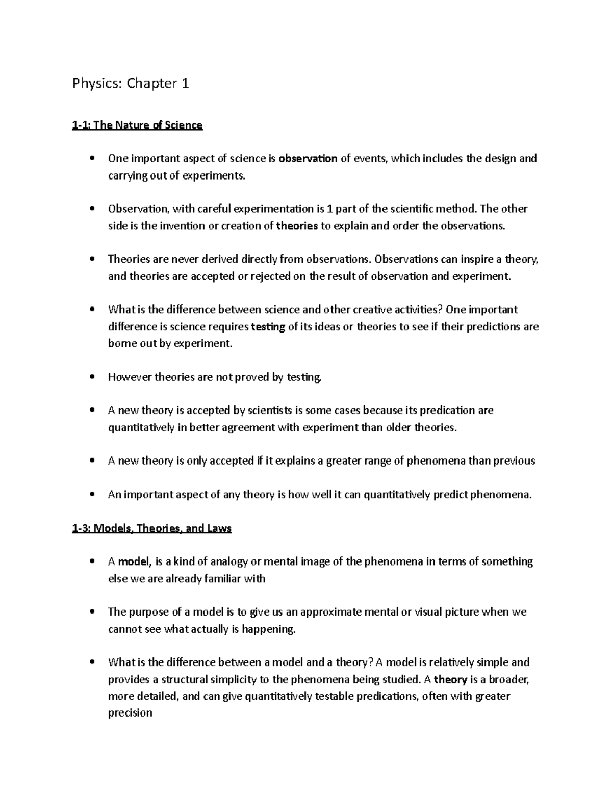 Physics Textbook Notes - Physics: Chapter 1 1-1: The Nature of Science ...