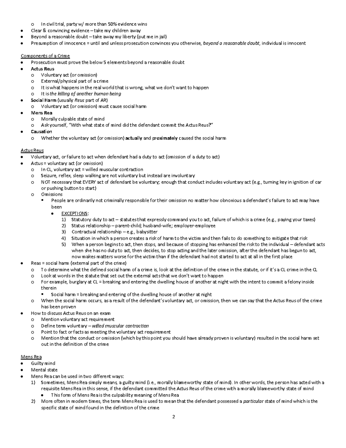 2 - chapter 2 - 2 o In civil trial, party w/ more than 50% evidence ...