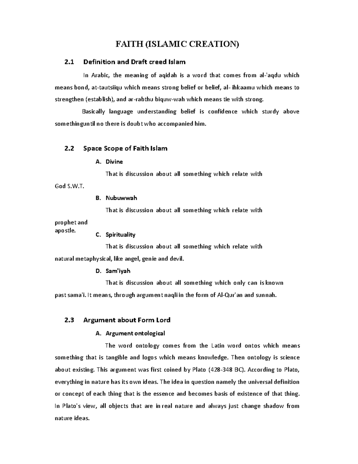 Faith ( Islamic Creation) - FAITH (ISLAMIC CREATION) 2 Definition and ...