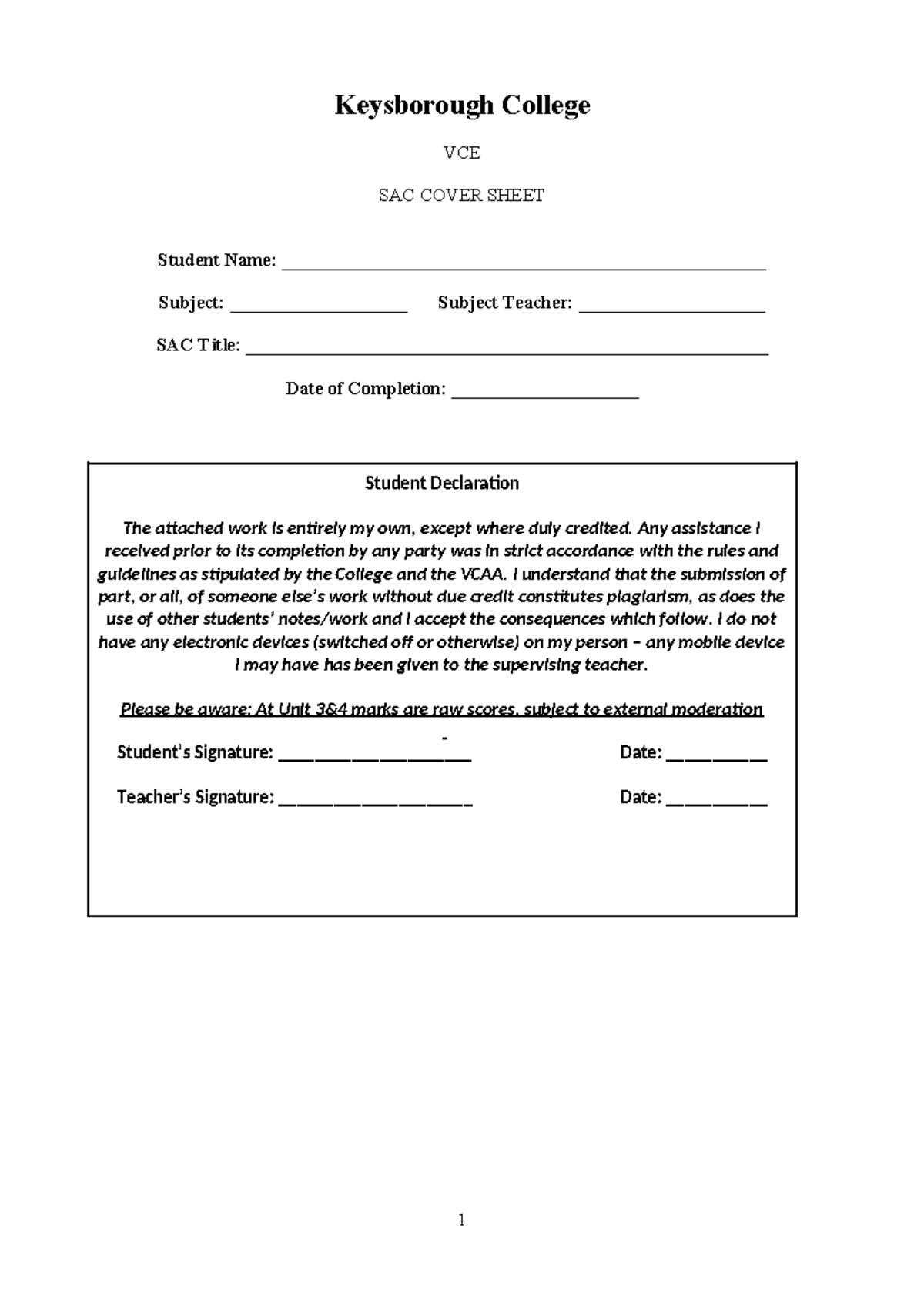 2022 SAC Collaboration - Keysborough College VCE SAC COVER SHEET ...