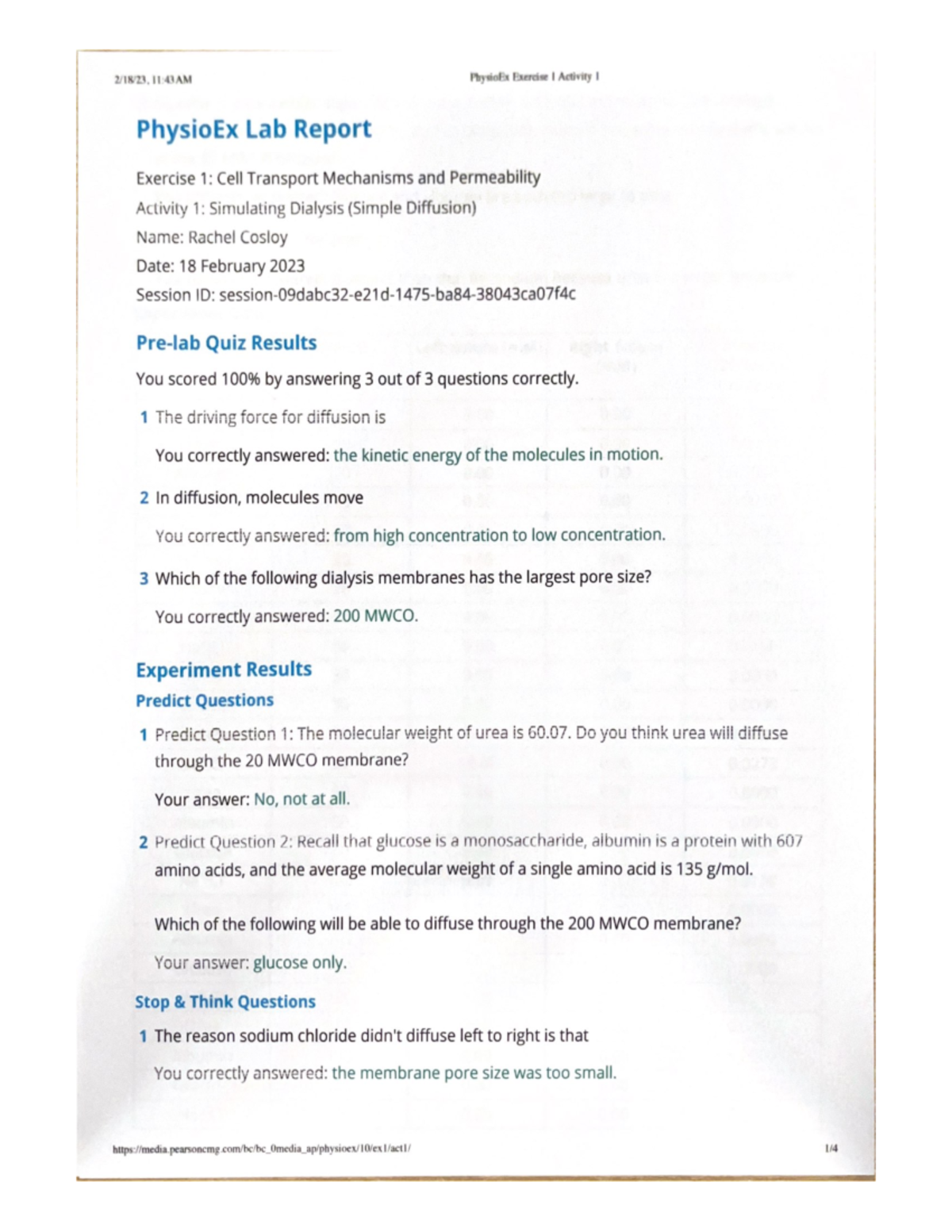 Physio Ex Lab Report - traugh - 11:43AM PhysioEx Exercise I Activity I ...