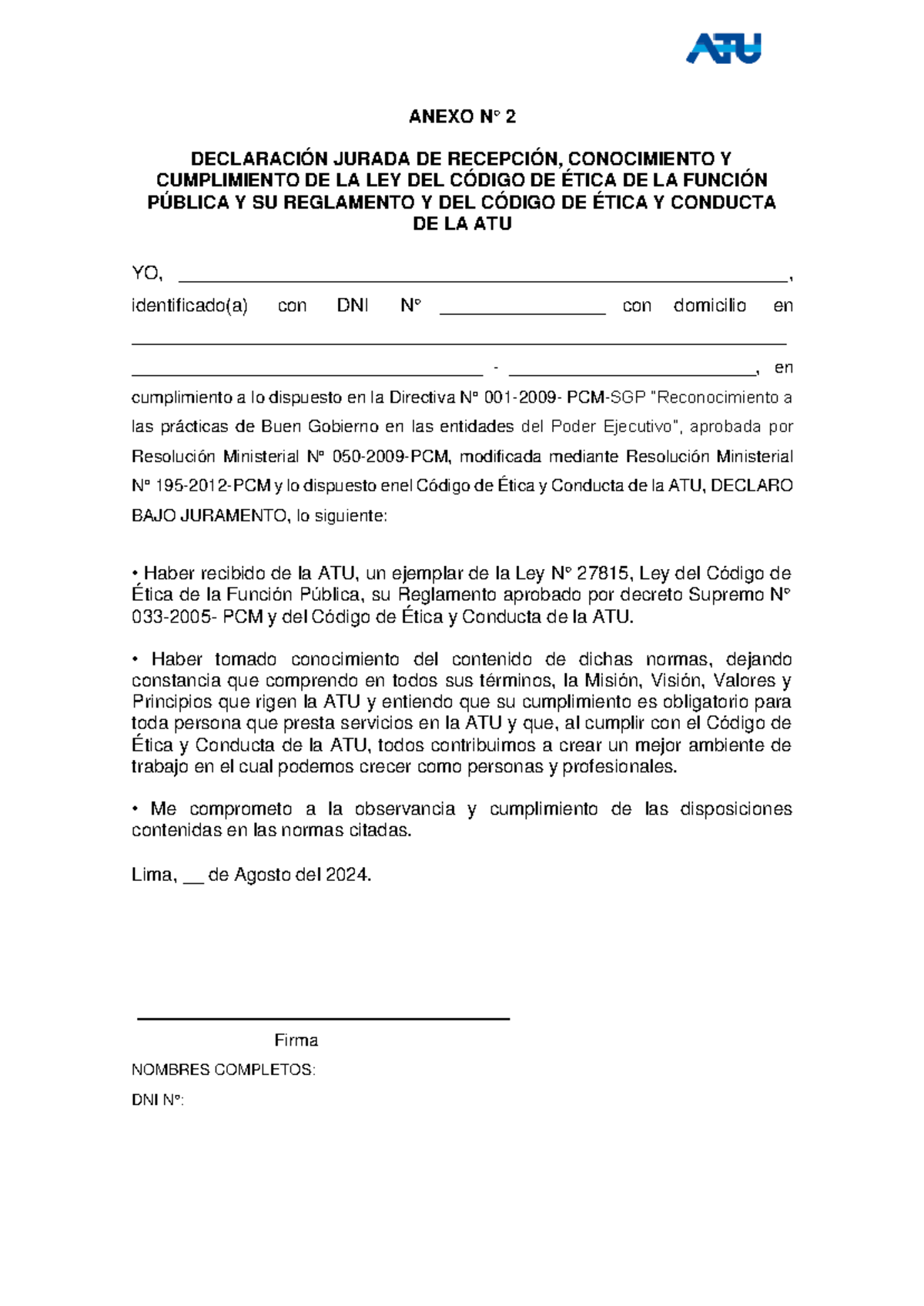 Anexo 02 - Declaracion Jurada - ANEXO N° 2 DECLARACIÓN JURADA DE RECEPCIÓN, CONOCIMIENTO Y - Studocu