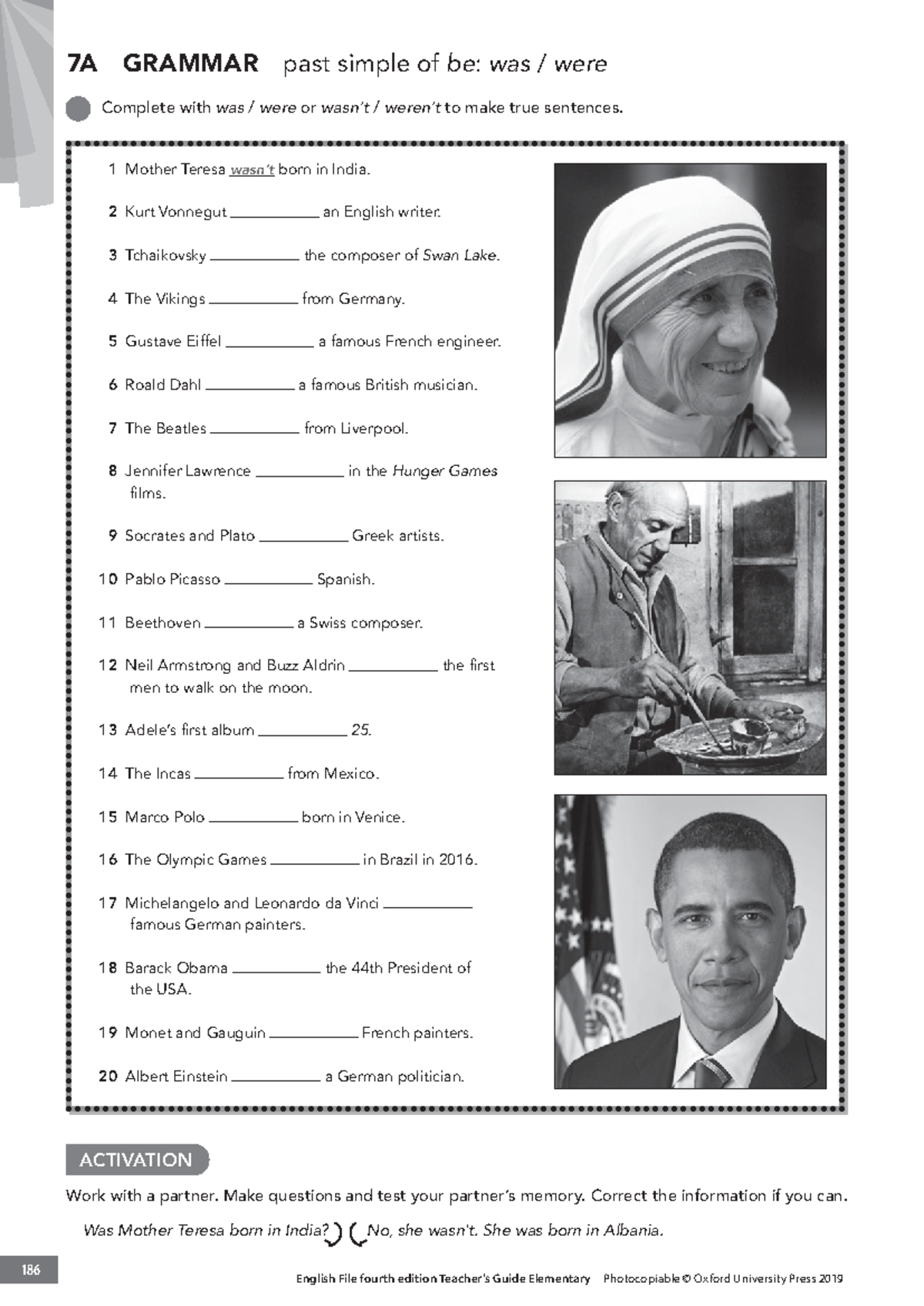 English File 4e Elementary TG PCM Grammar 7A - 186 English F ile fourth ...