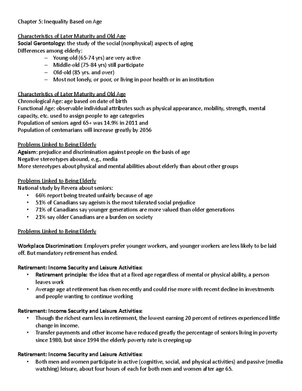 Chapter 5-6 - Brief summary - Chapter 5: Inequality Based on Age ...