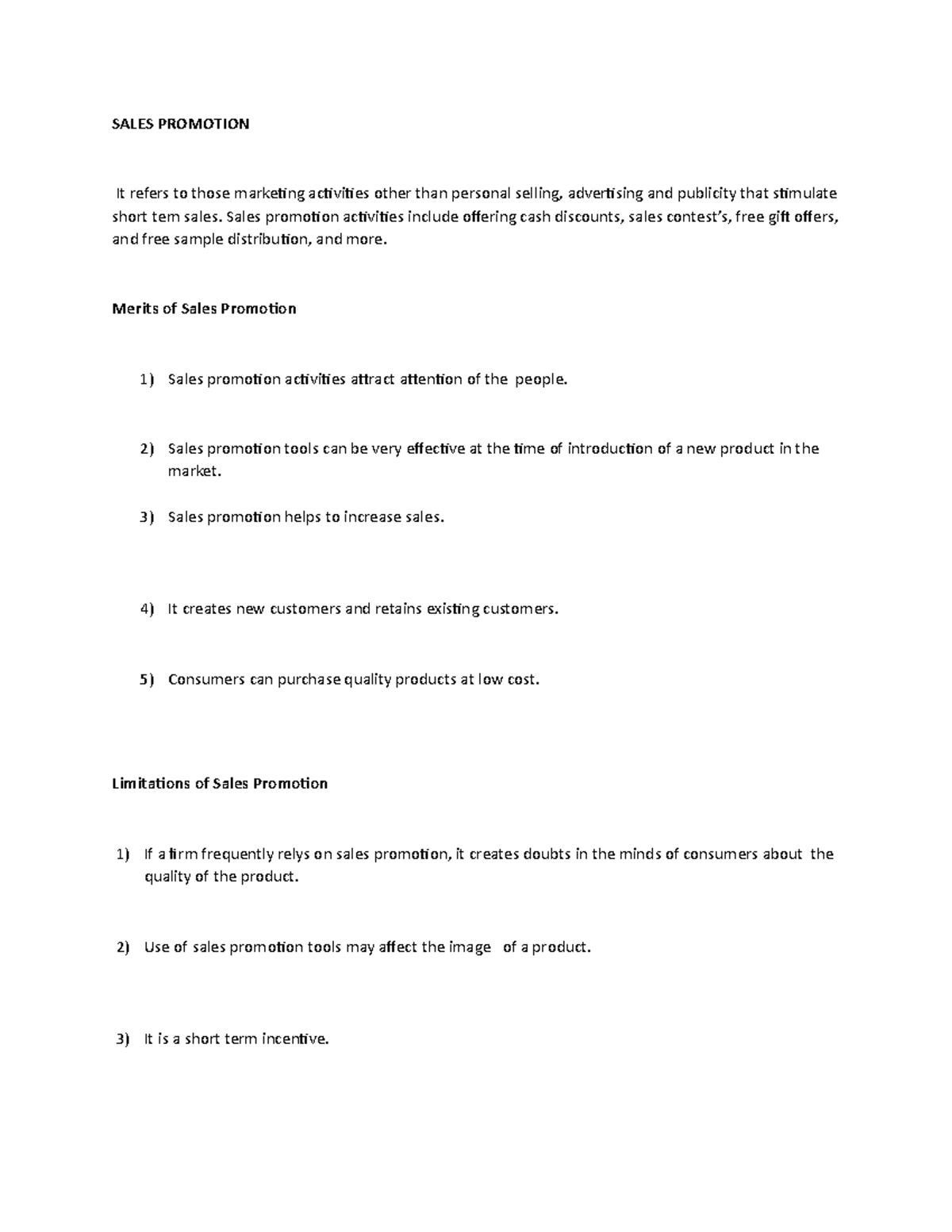 Sales promotion - Business studies - SALES PROMOTION short tem sales ...