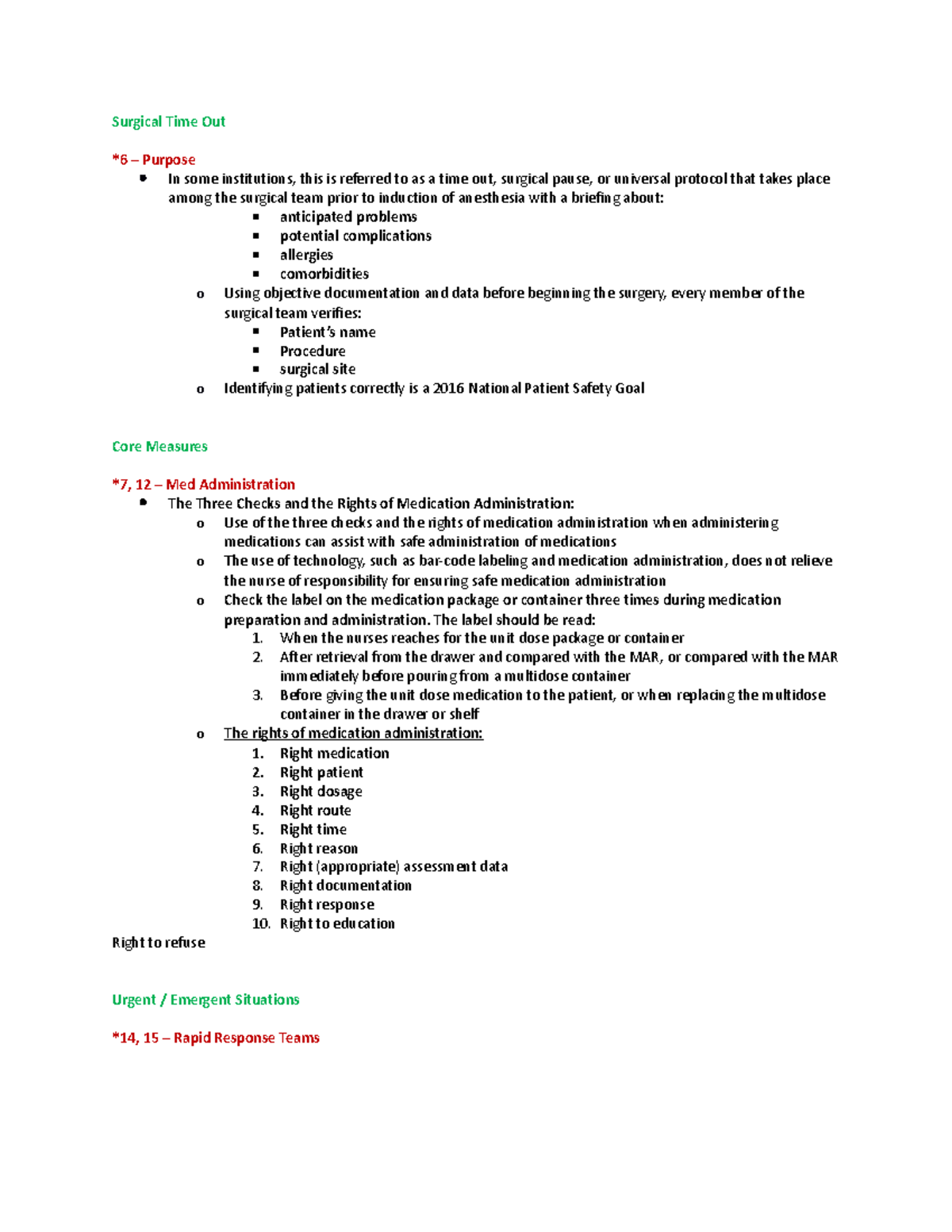 1126 final exm - blueprint - Surgical Time Out *6 – Purpose In some ...