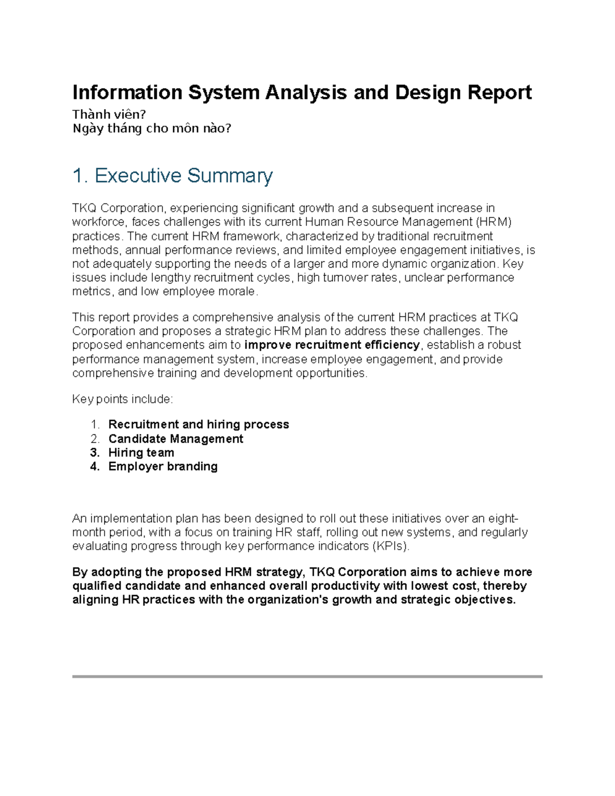 ATS Project - Information System Analysis and Design Report Thành viên? Ngày tháng cho môn nào ...