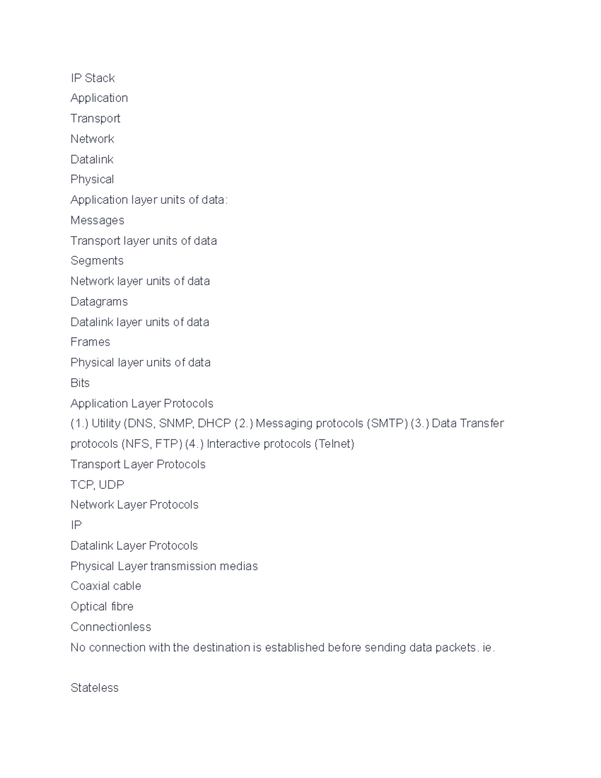 CPSC 441 - Note CPSC 441 CSUF. - IP Stack Application Transport Network Datalink Physical - Studocu