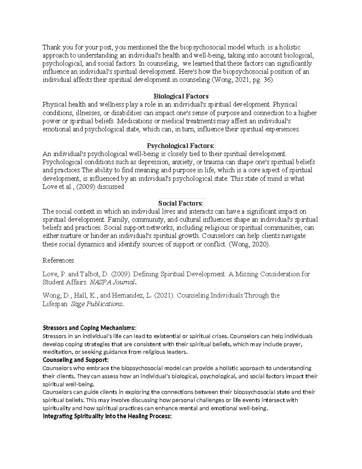 COUC502 DB 1 Reply - Discussion Board - Thank you for your post, you ...