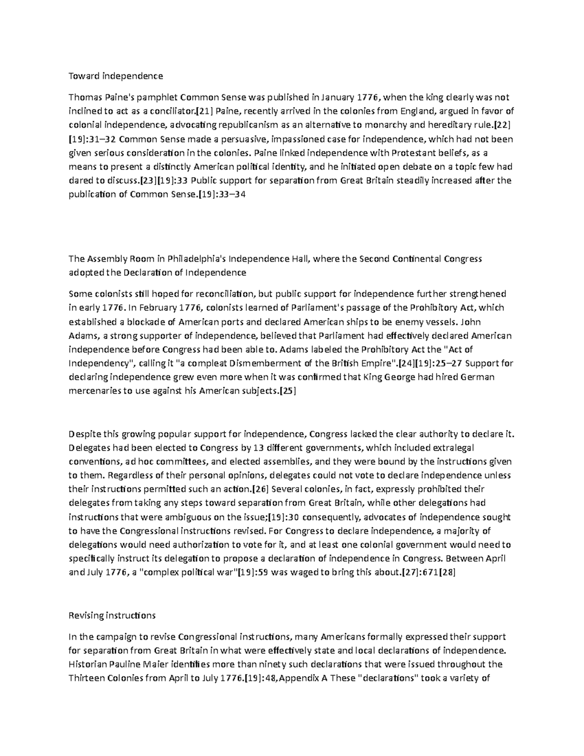 Final push Toward independence - Toward independence Thomas Paine's ...