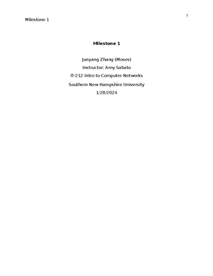 Milestone 2 - Milestone 2 Junyang Zhang (Moses) Instructor: Amy Sabato ...