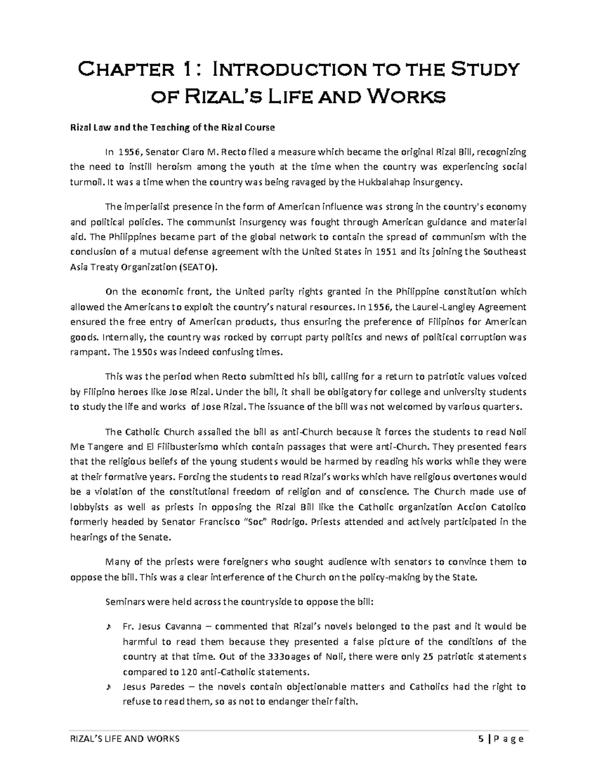 Rizals life and Works - Chapter 1: Introduction to the Study of Rizal’s ...