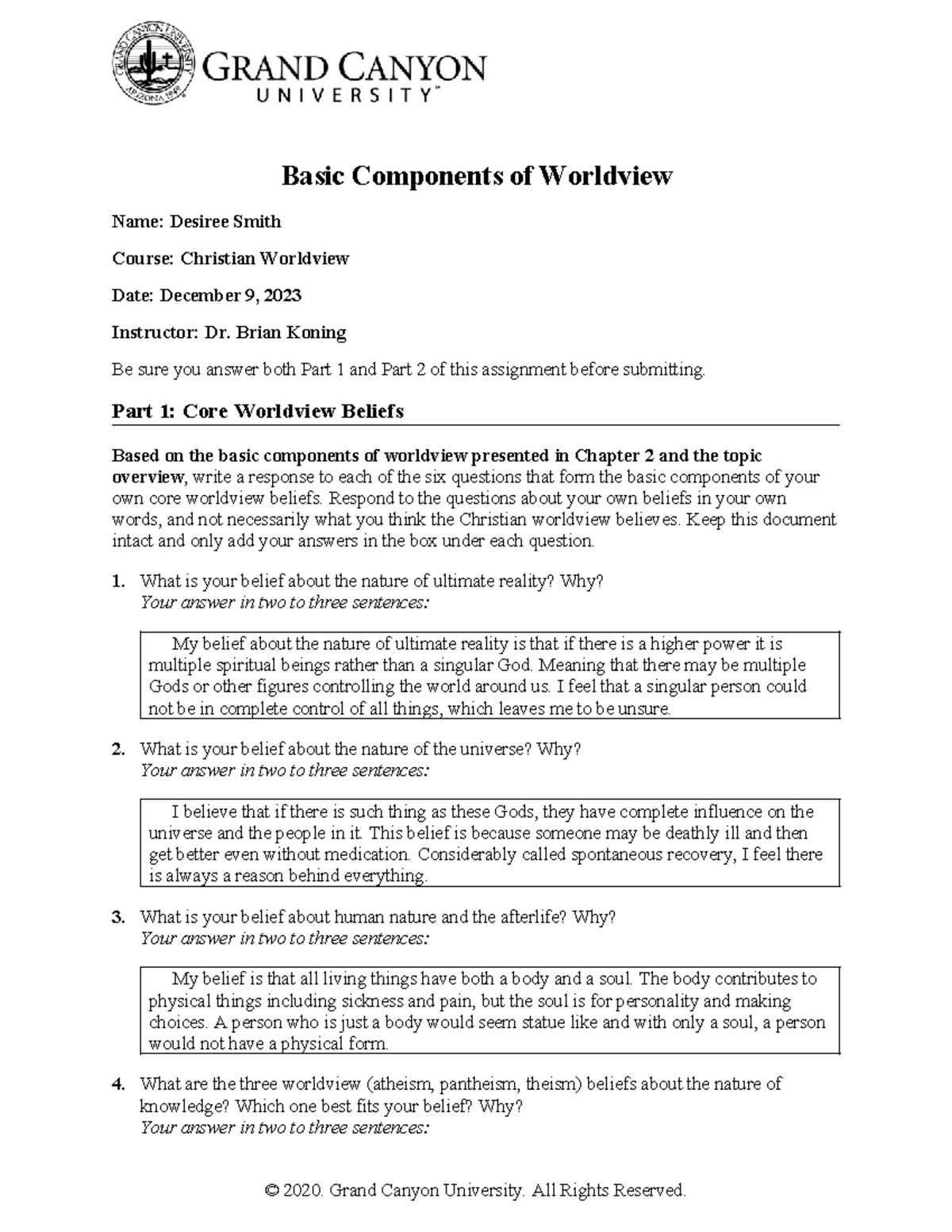 CWV-101-Basic Components Of Worldview week 1 - Basic Components of ...