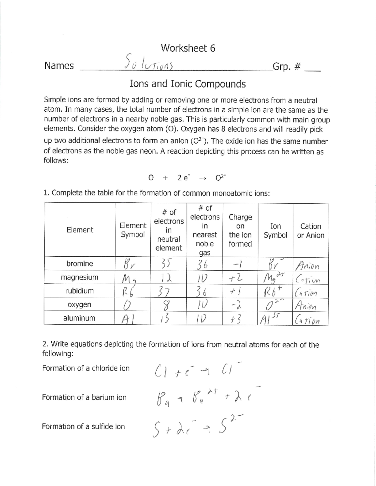 Worksheet 6 Solutions - CHEM 108 - Studocu