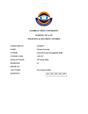 [Solved] when was zambian open university established and give a brief ...