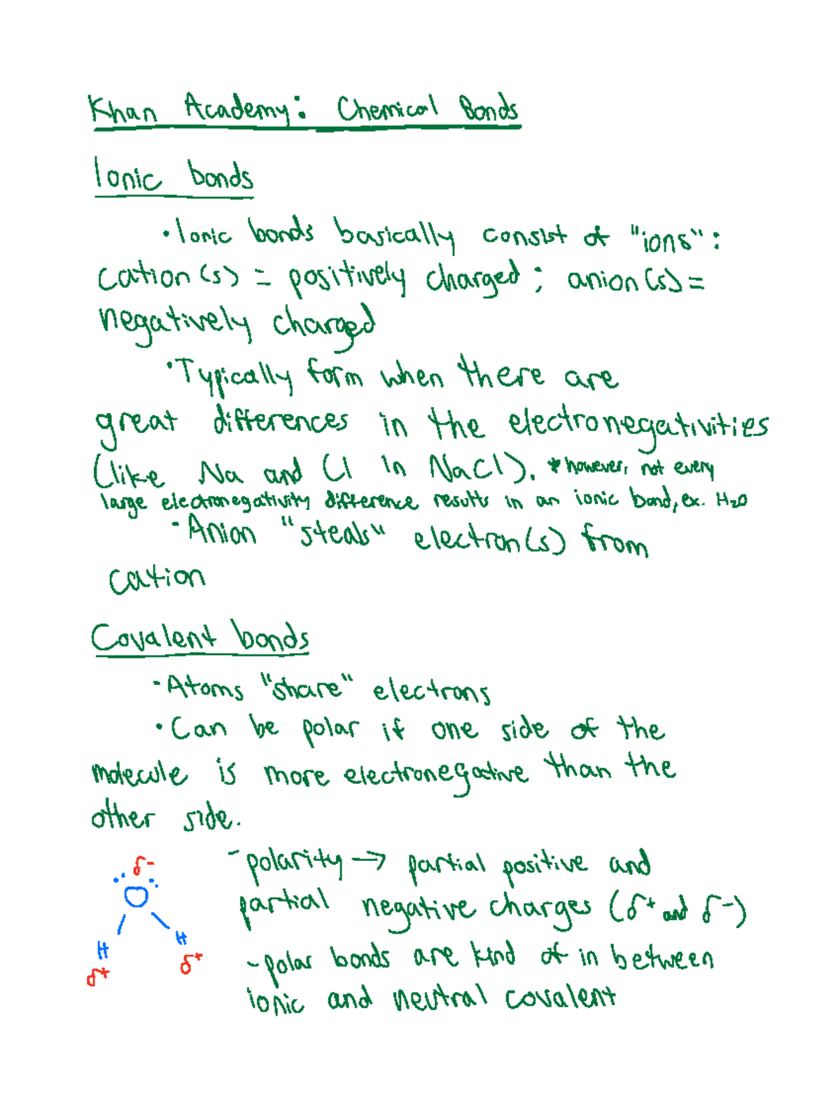 CHEM131 notes on chemical bonds - Khan Academy chemical Bonds 5 2 ...