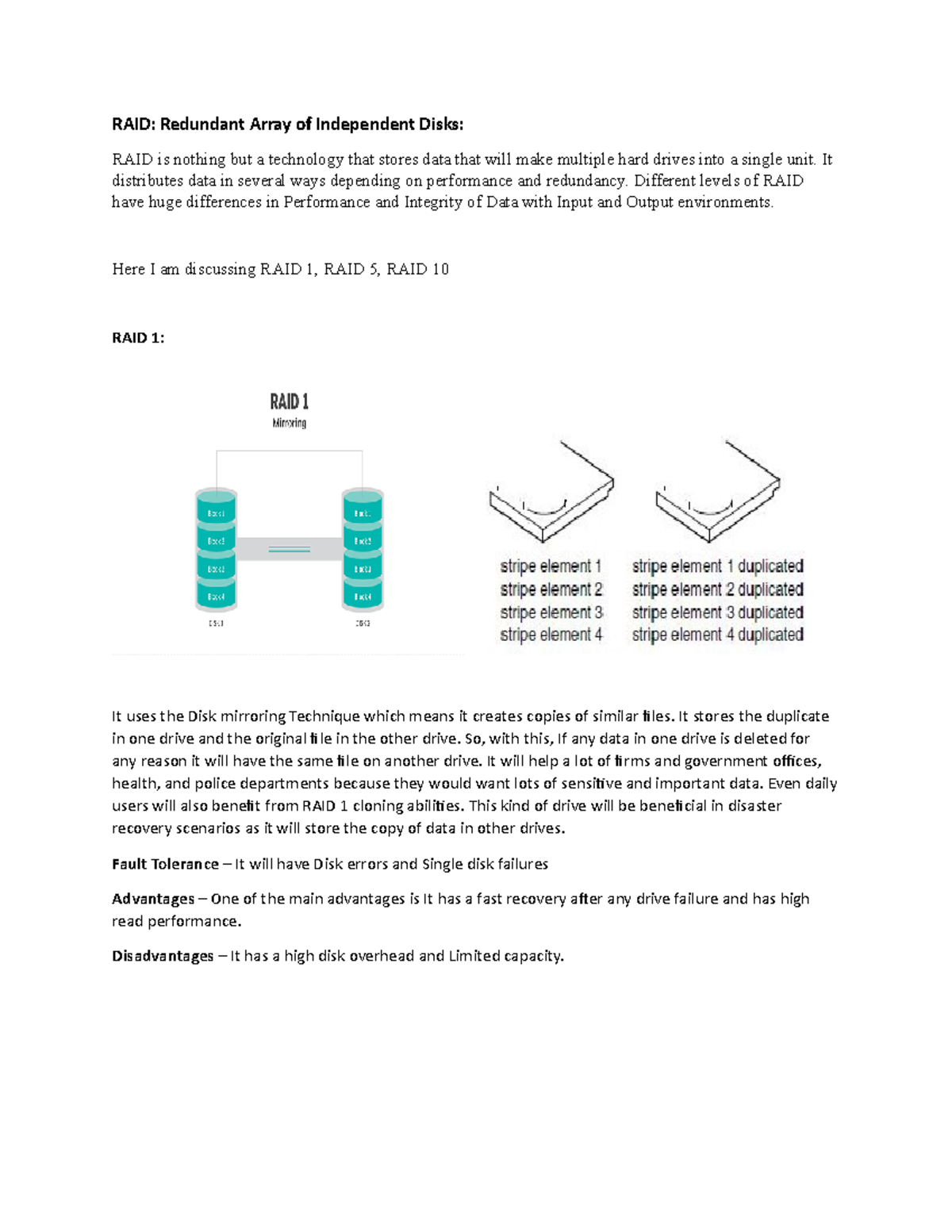 Raid Assignment Raid Redundant Array Of Independent Disks Raid Is Nothing But A Technology