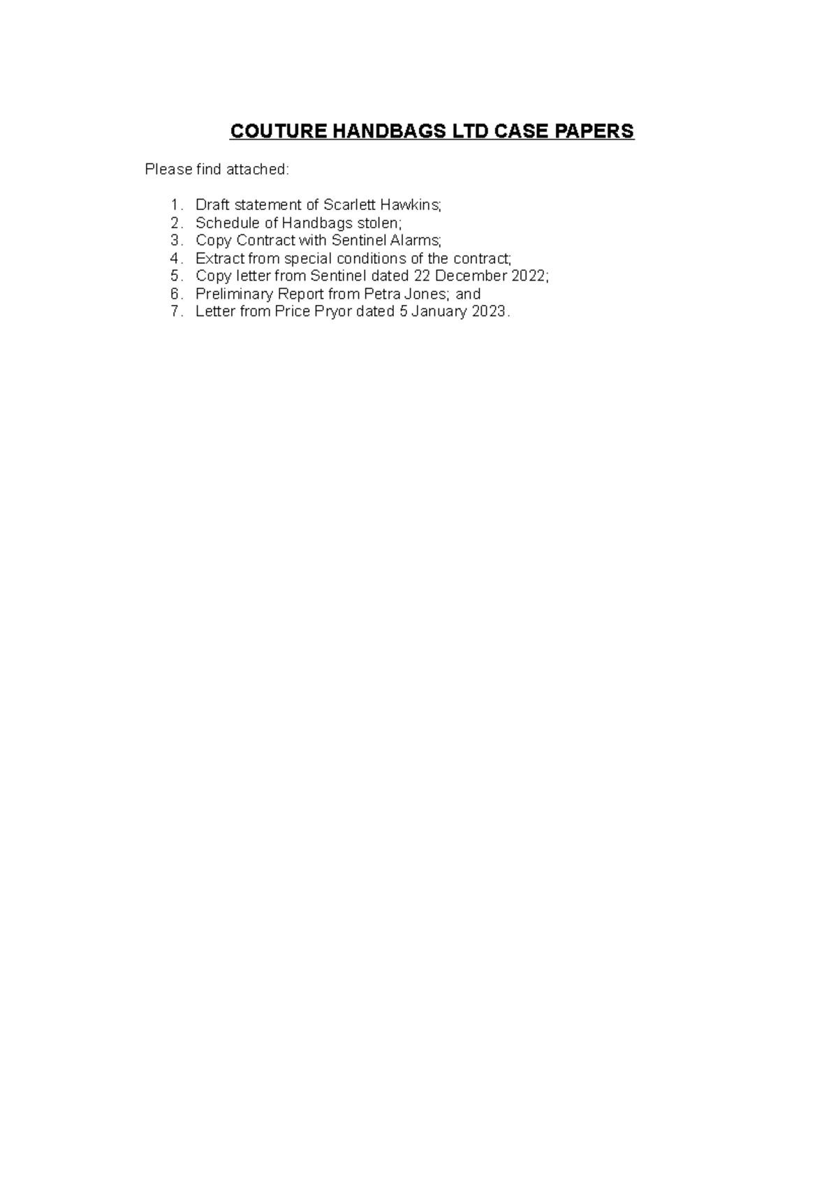 Couture Case Papers - BPP - Studocu