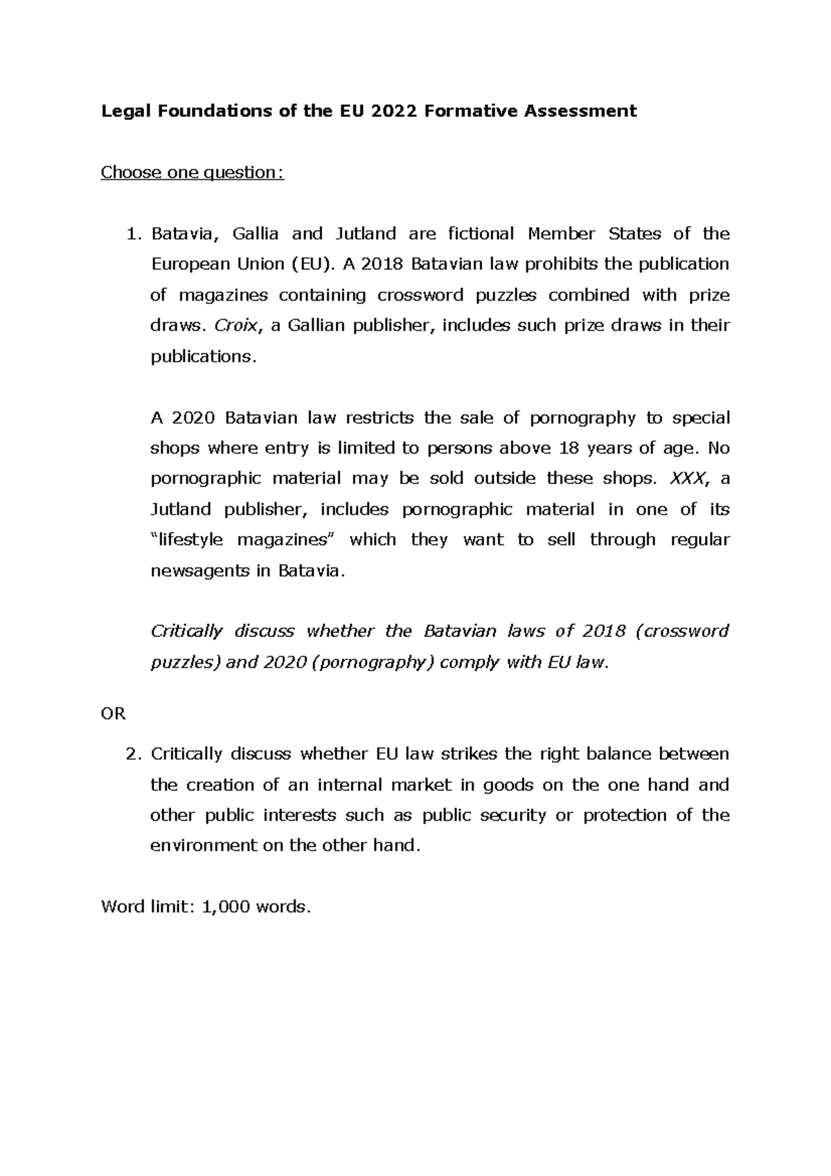 LFEU2022Formative - Formative - Legal Foundations of the EU 2022 ...