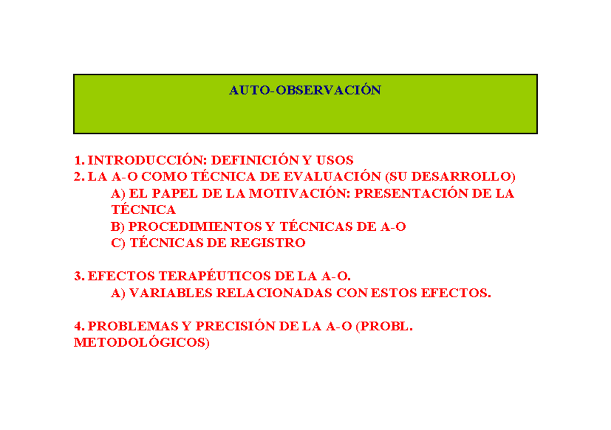 Teoria auto-observacion-transparencias - AUTO-OBSERVACIÓN 1 ...