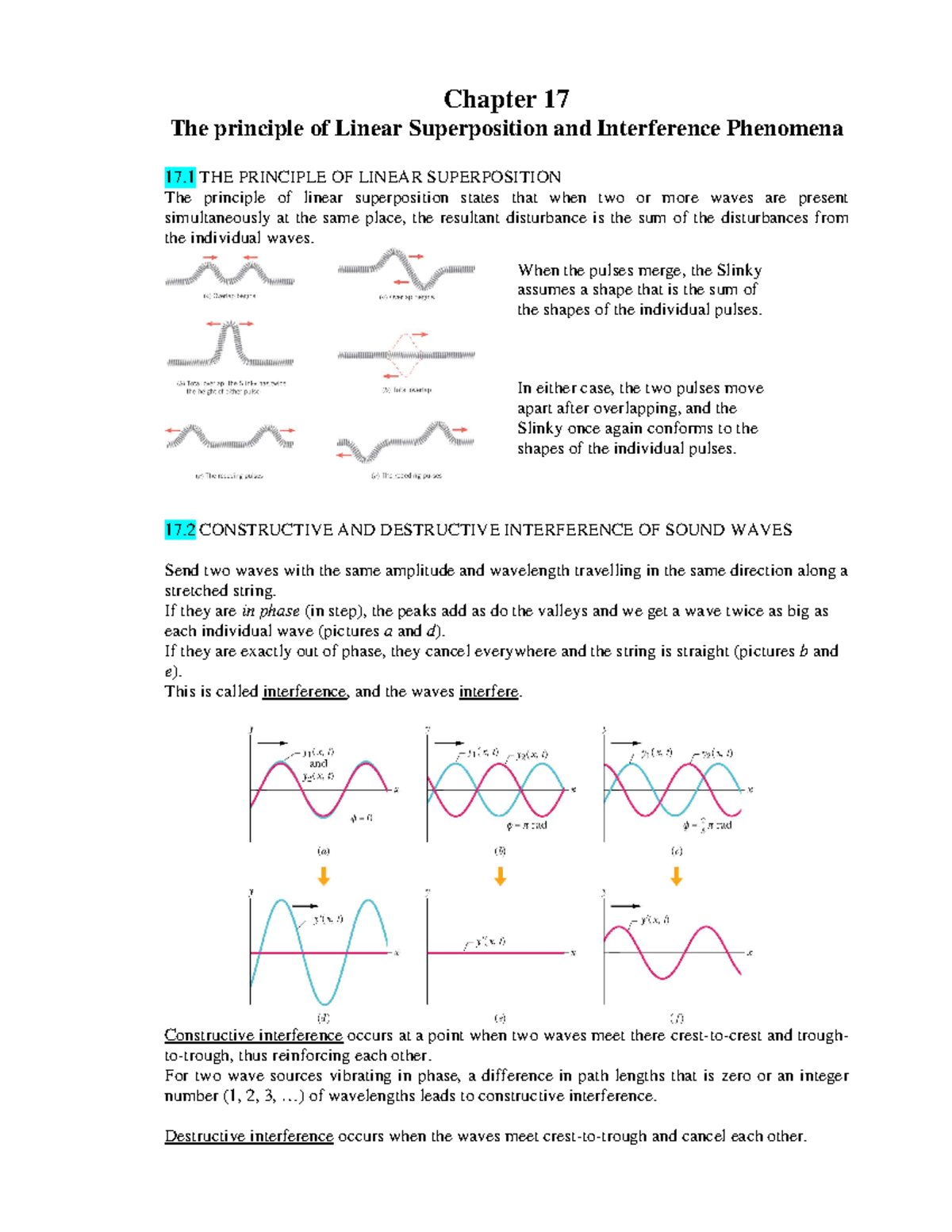 Chapter 17 midterm notes - Chapter 17 The principle of Linear ...