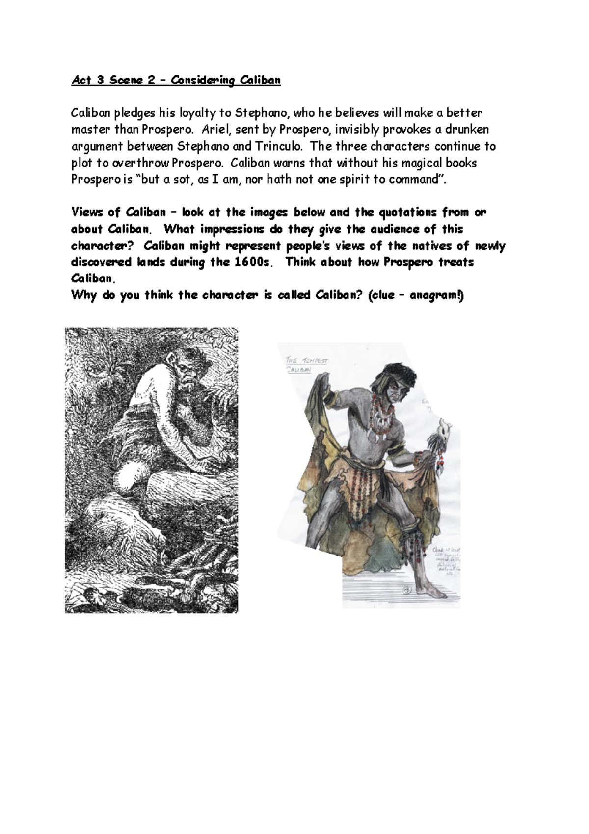 Act 3 Scene 2 Caliban - english shakespeare - Act 3 Scene 2 ...