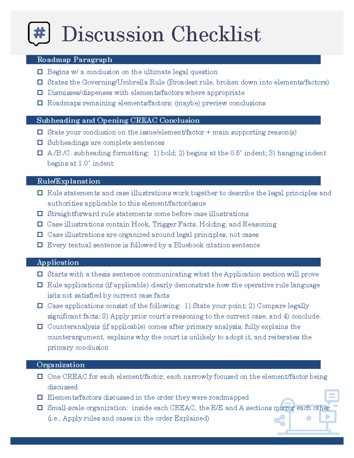 Discussion Section Checklist - Discussion Checklist Roadmap Paragraph ...