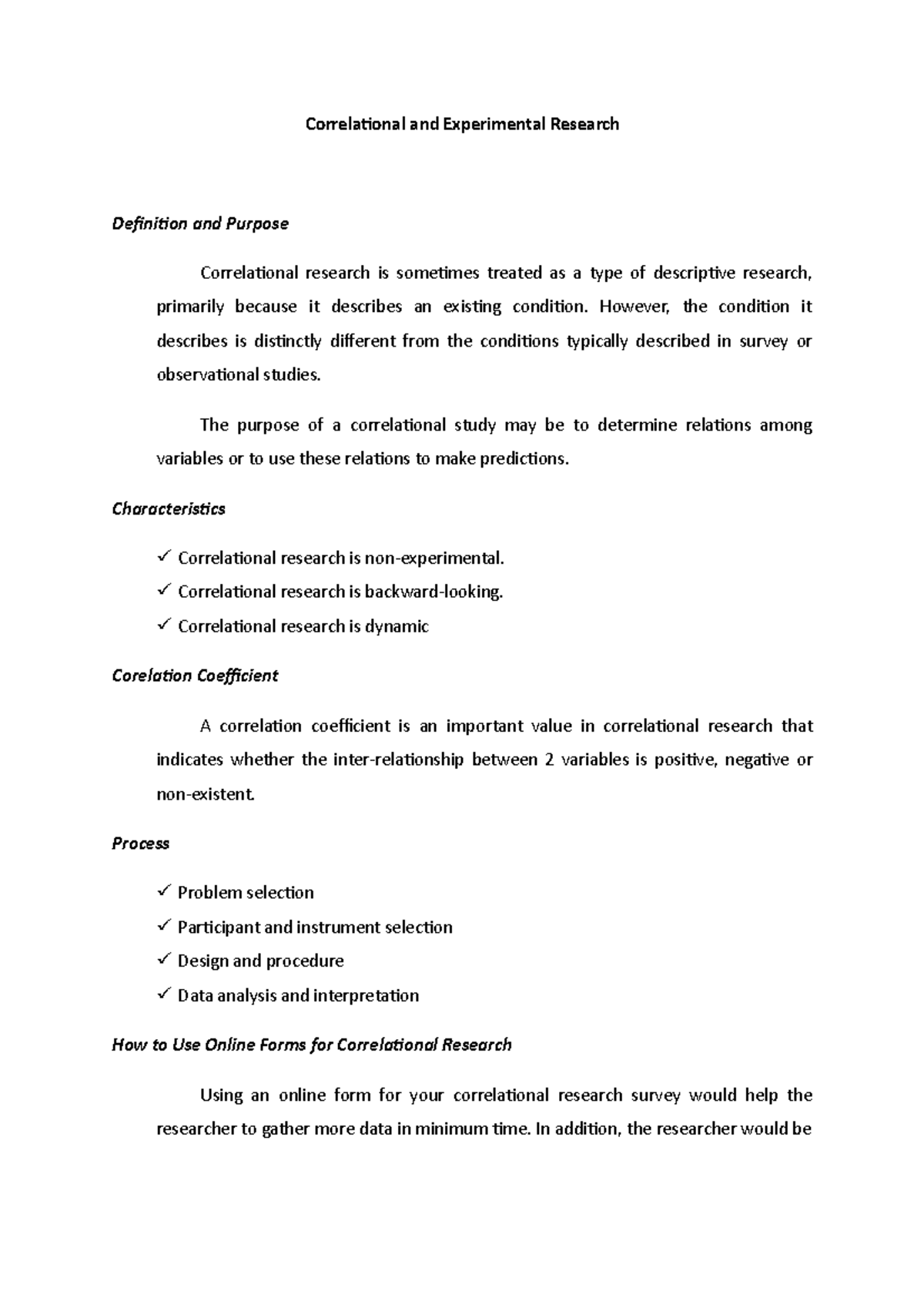 Correlational and Experimental Research - Correlational and ...
