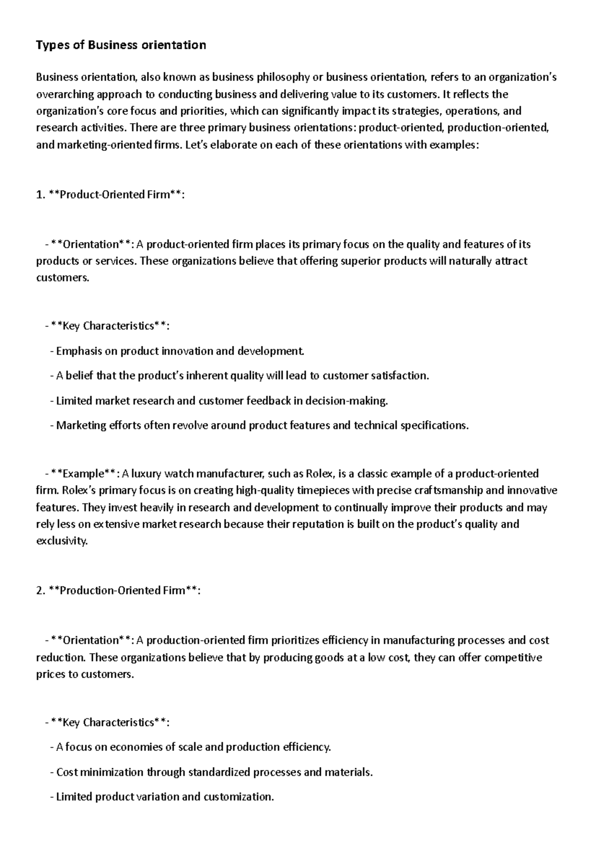 Types of Business orientation - Types of Business orientation Business ...